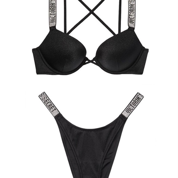 Victoria's Secret | Swim | Victorias Secret Bombshell Rhinestone Black ...